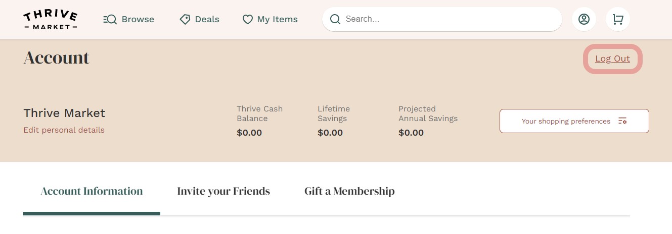 How to log out – Thrive Market